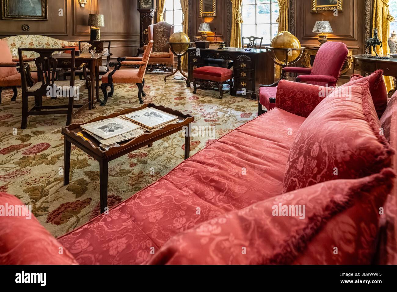 Library room in the historic Swan House mansion on the property of the ...