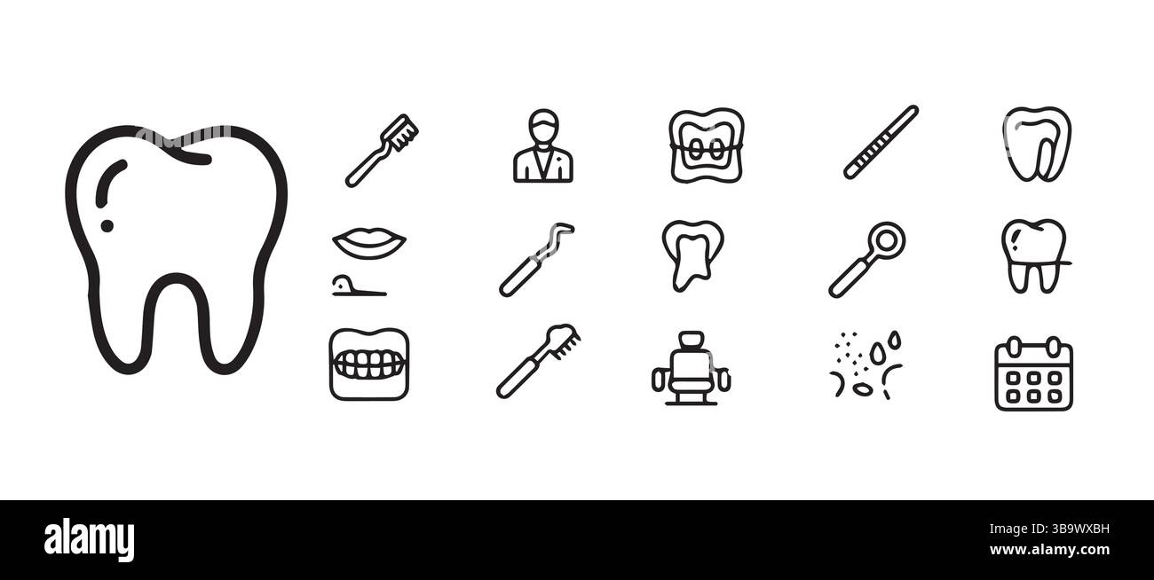 Dental Icons – 15 Essential Symbols for Oral Health and Dentistry Stock ...