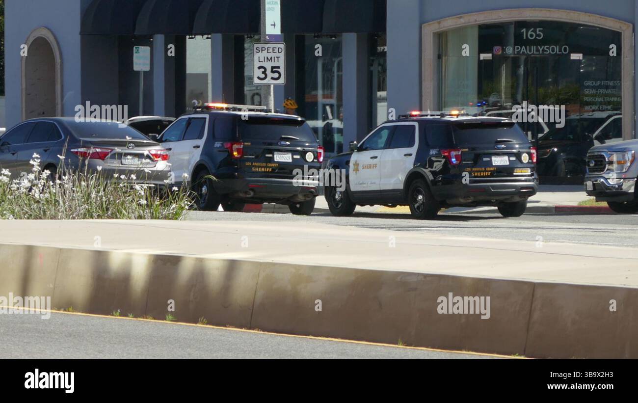Los Angeles, California, USA 8th May 2025 Police pulling car over on ...