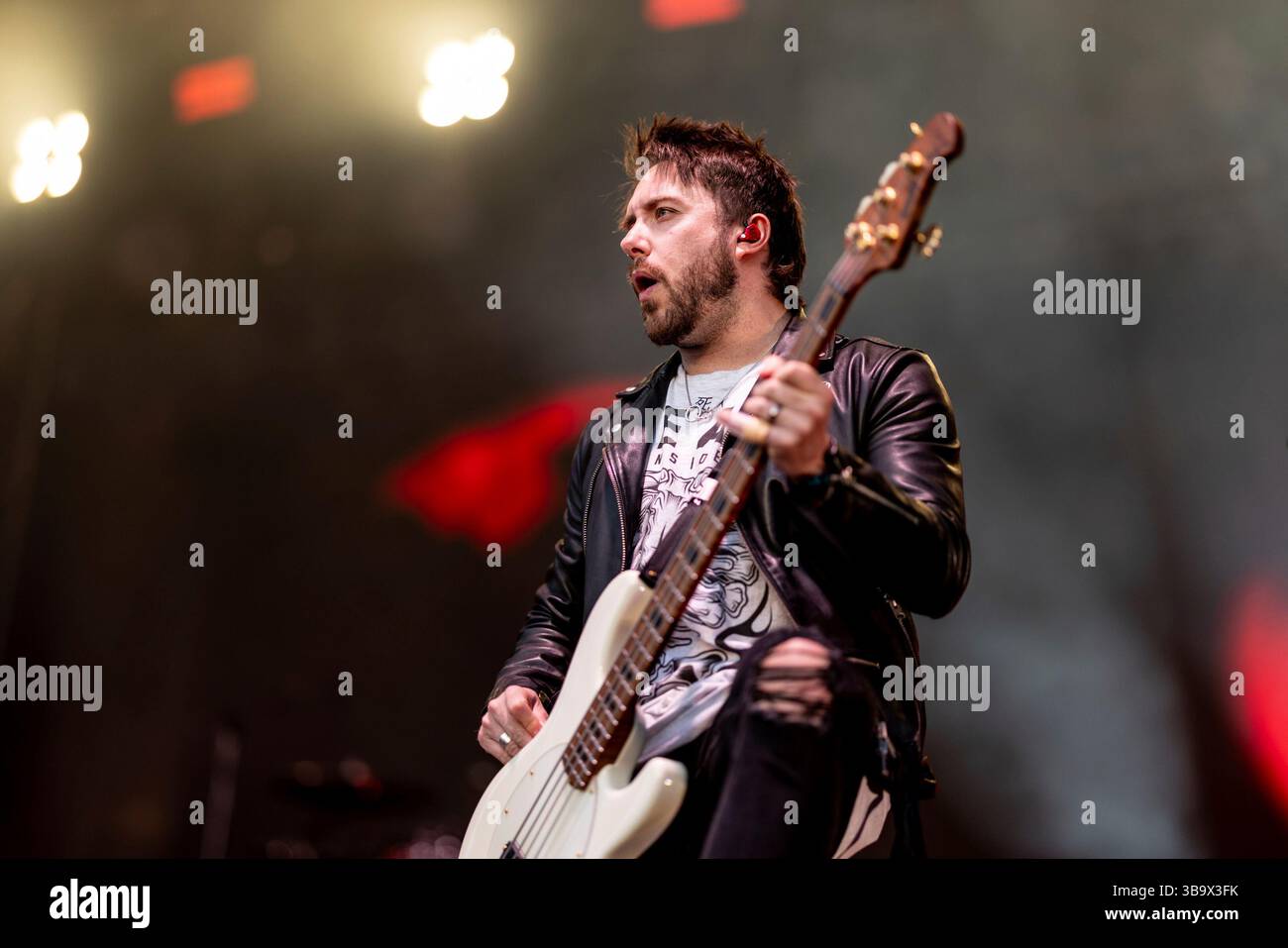 Jamie Mathias of Bullet for My Valentine performs during Sonic Temple ...