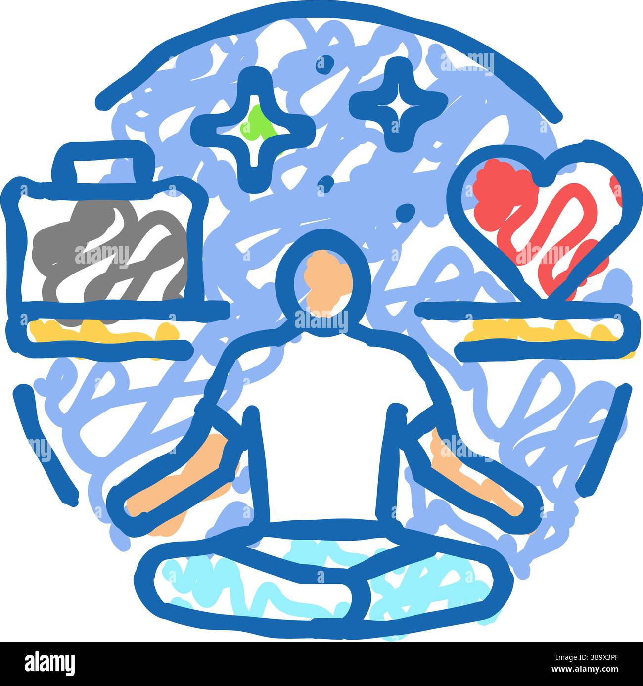 work life balance motivation icon doodle illustration Stock Vector ...