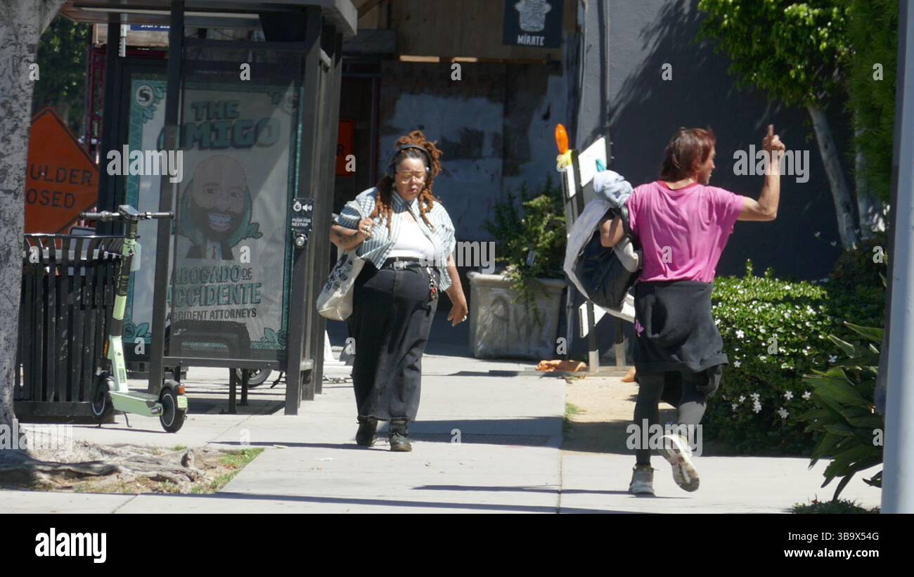 Los Angeles, California, USA 9th May 2025 Homeless man screaming at ...