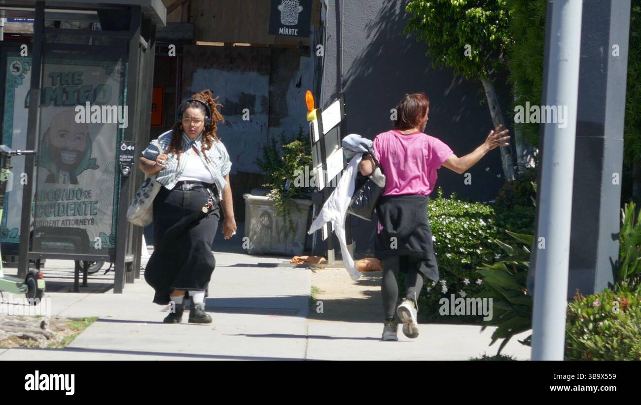 Los Angeles, California, USA 9th May 2025 Homeless man screaming at ...