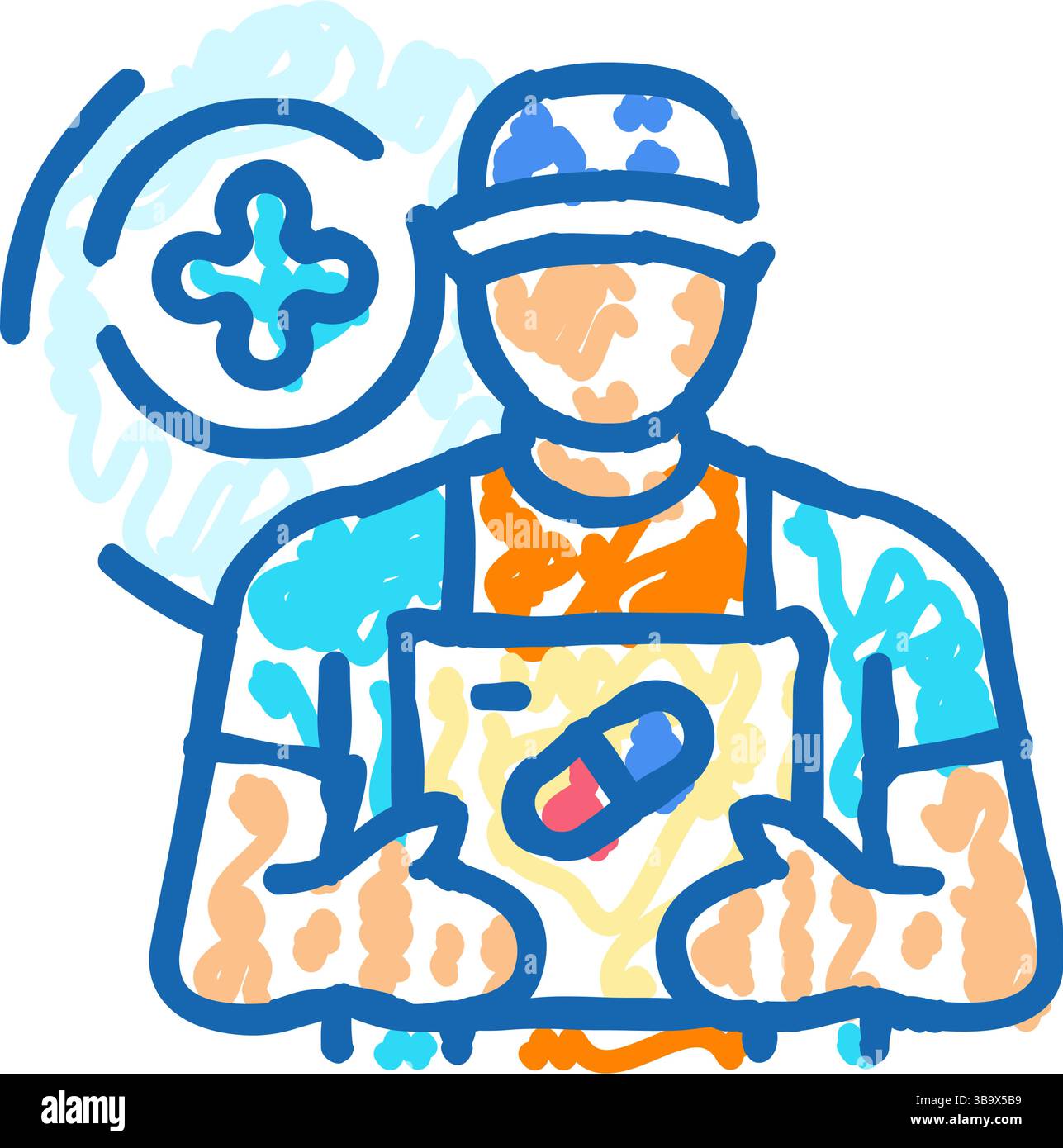 prescription delivery pharmacist icon doodle illustration Stock Vector ...