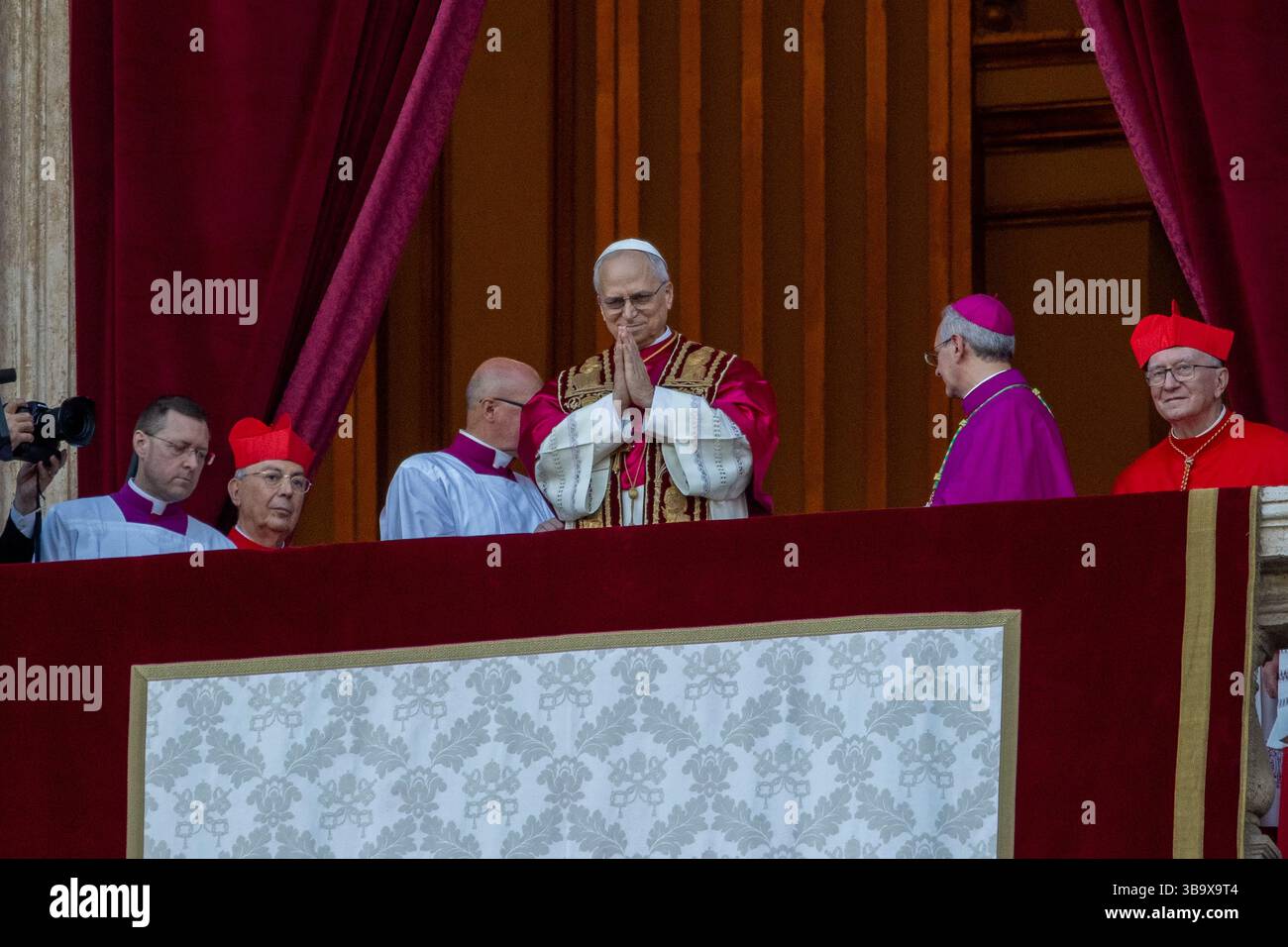 Vatican City newly elected Pope Leo XIV Robert Francis Prevost waves ...