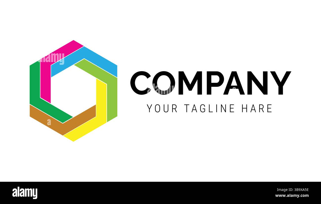 colorful hexagon abstract company logo with modern geometric design for ...