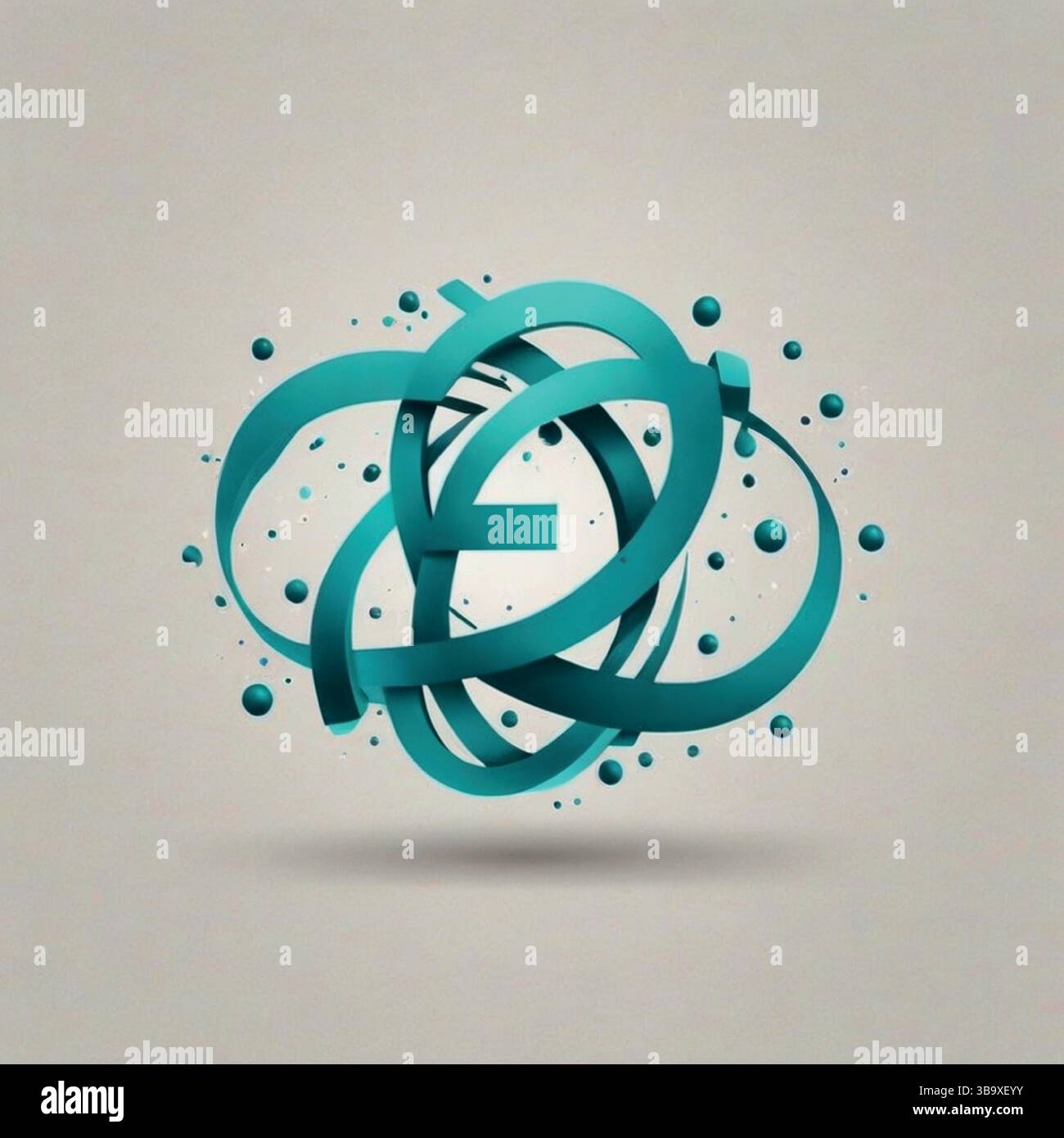 Abstract Teal 3D Orb Swirling Design Modern Art Geometric Shapes Dynamic Energy Twisted Ribbons ...