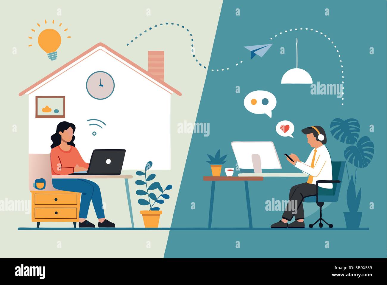 Successful man woman working Stock Vector Images - Alamy