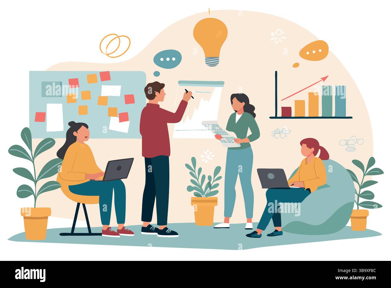 Team Brainstorming Session Creative Collaboration Innovative Ideas Startup Strategy Business ...