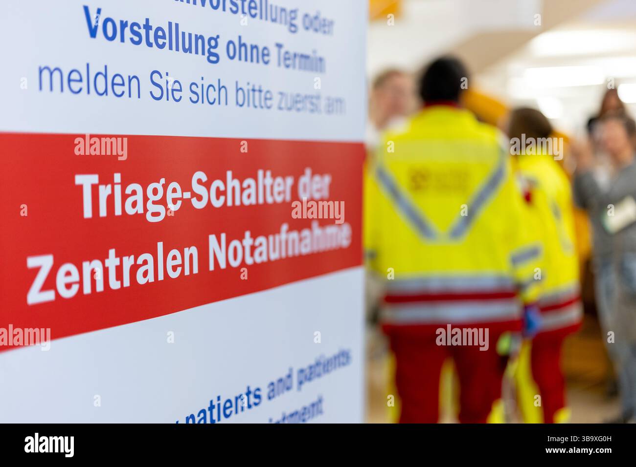 10 May 2025, Bavaria, Erlangen: "Triage desk of the central emergency ...