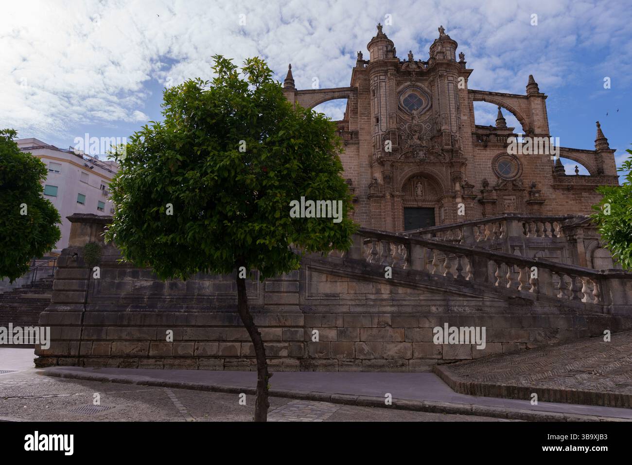 Jerez cathedral towering over historic andalusian landscape, stone ...