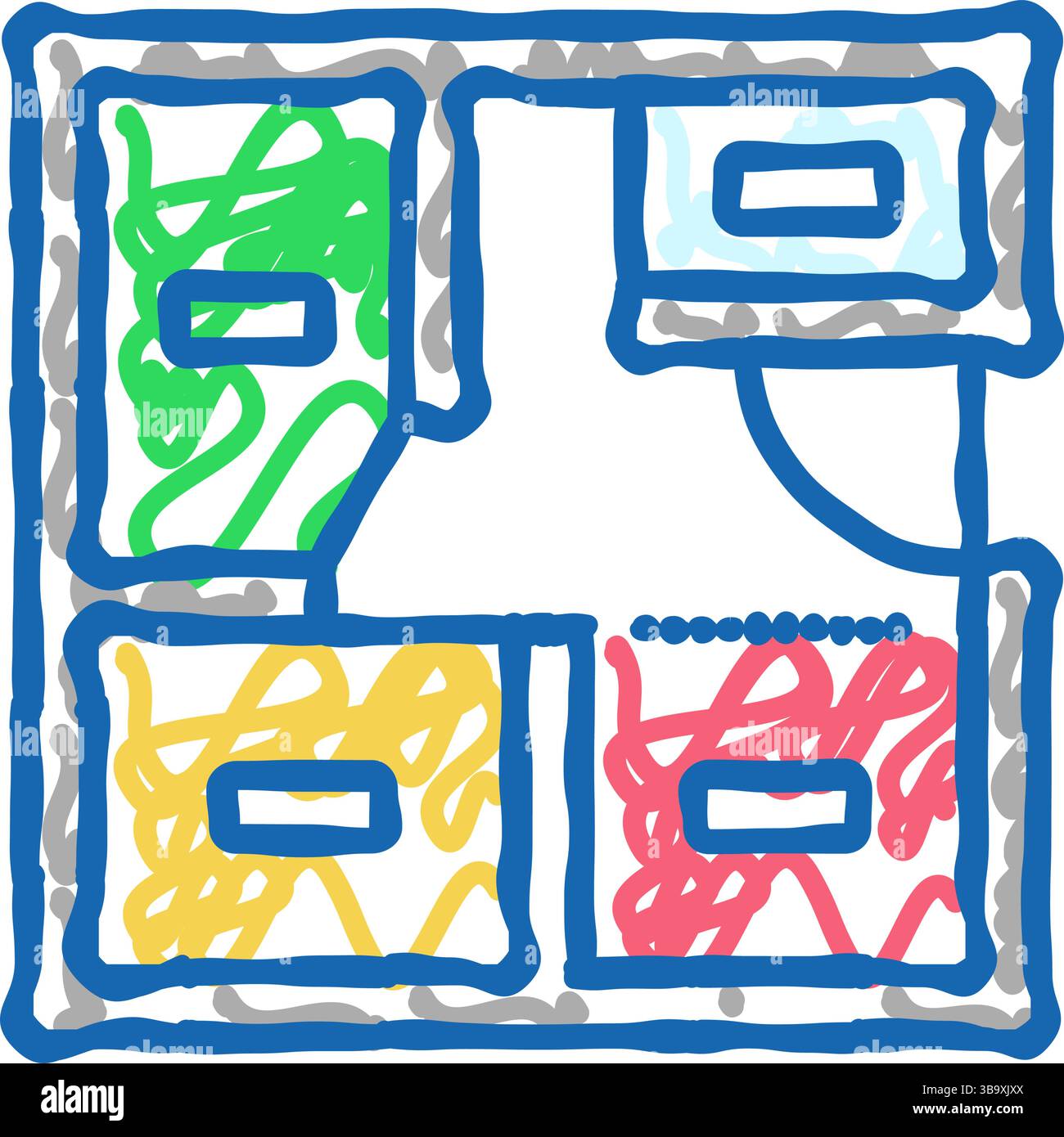 room layout planning interior designer icon doodle illustration Stock ...