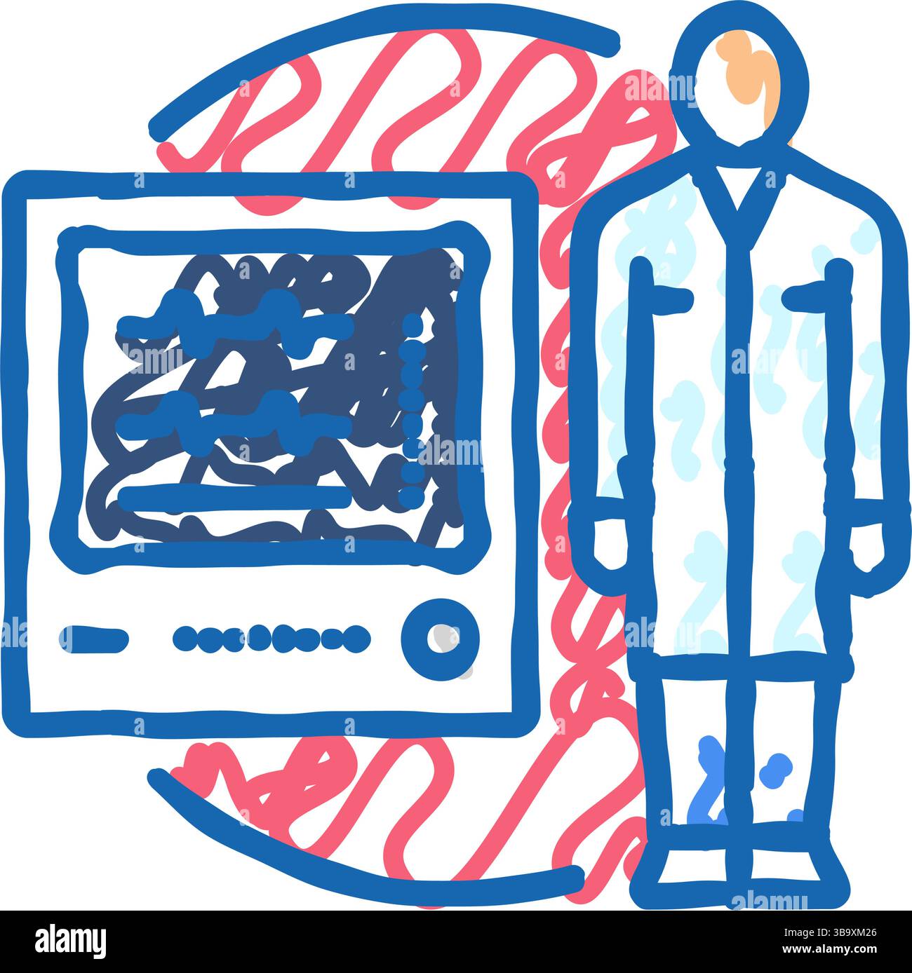 cardiac monitor technician icon doodle illustration Stock Vector Image ...