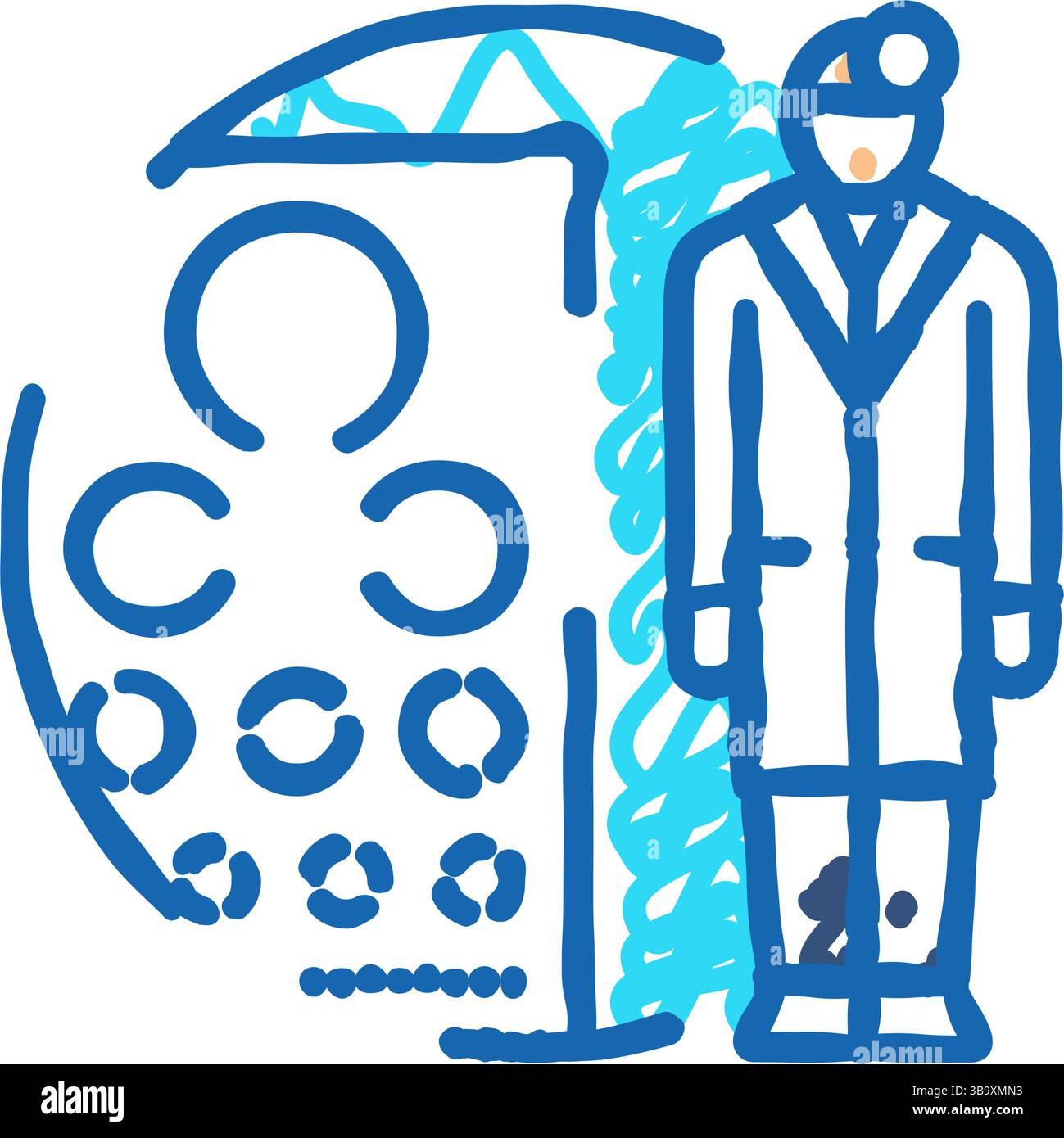 ophthalmic technician eye chart icon doodle illustration Stock Vector ...