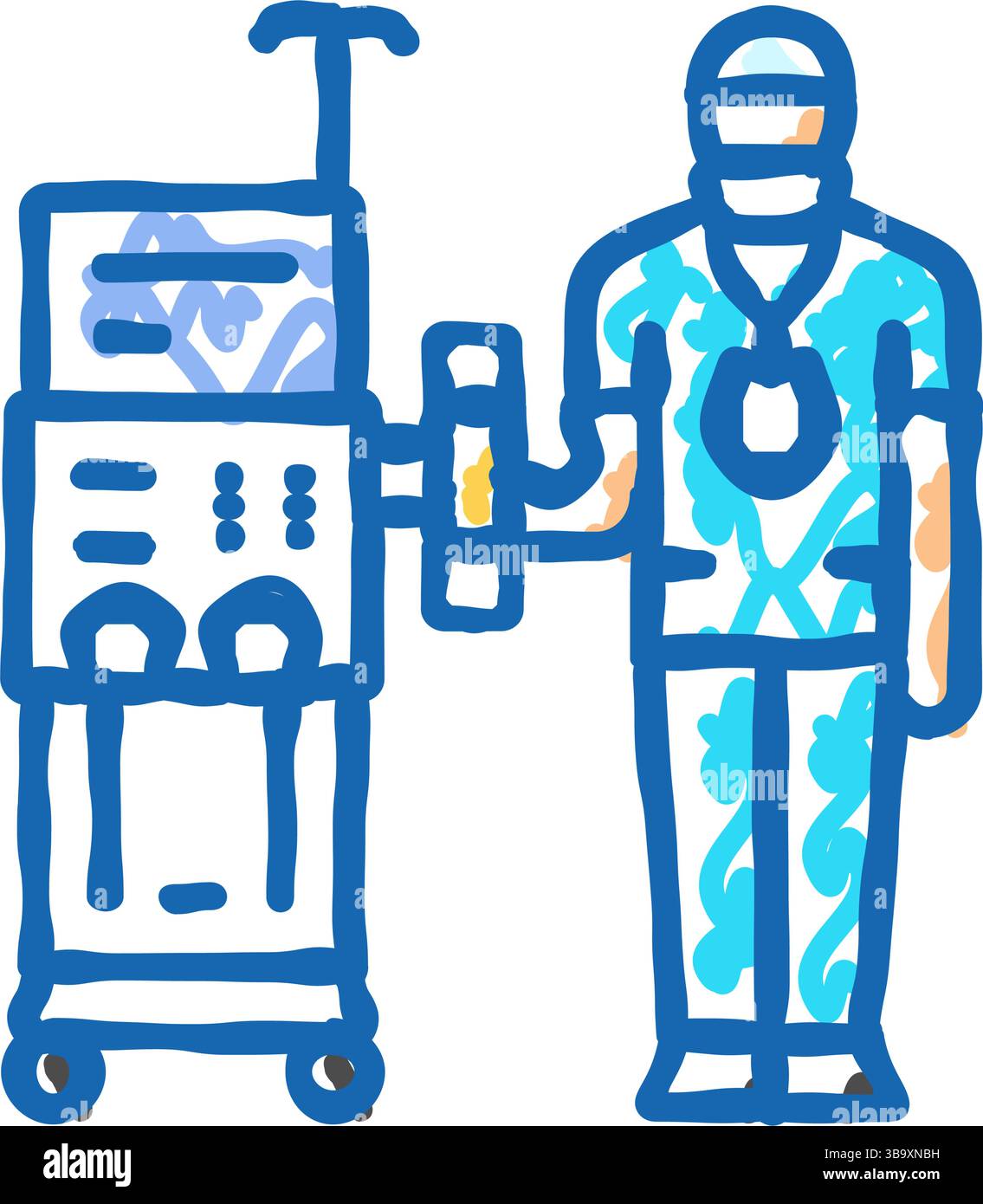 dialysis technician dialyzer icon doodle illustration Stock Vector ...