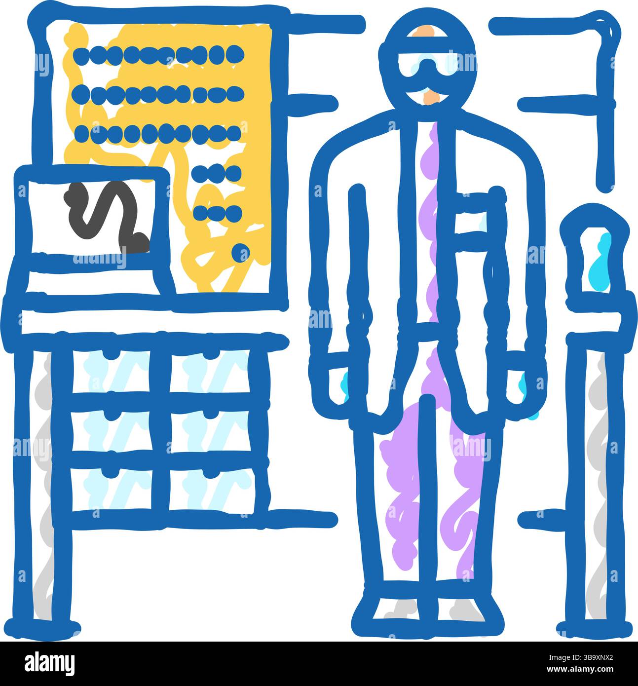 medical technologist at workbench icon doodle illustration Stock Vector ...
