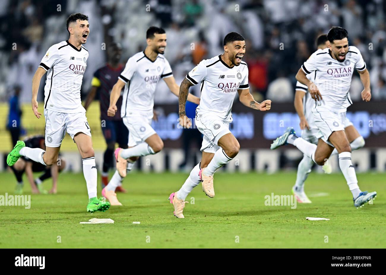 Doha, Qatar. 10th May, 2025. Players of Al-Sadd celebrate after winning ...