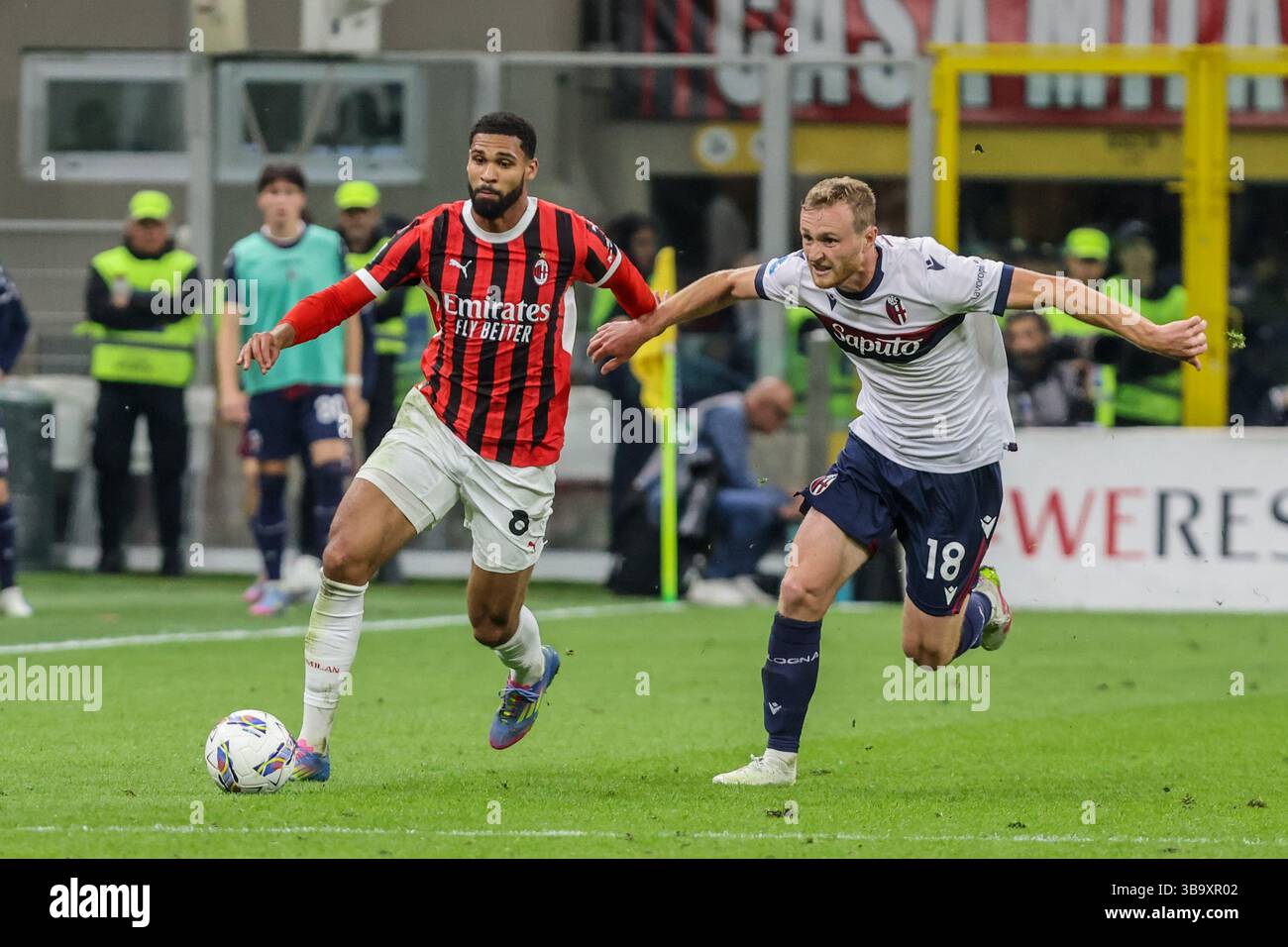 Bologna FC's Tommaso Pobega and Ruben Loftus Cheek ac milan during ...