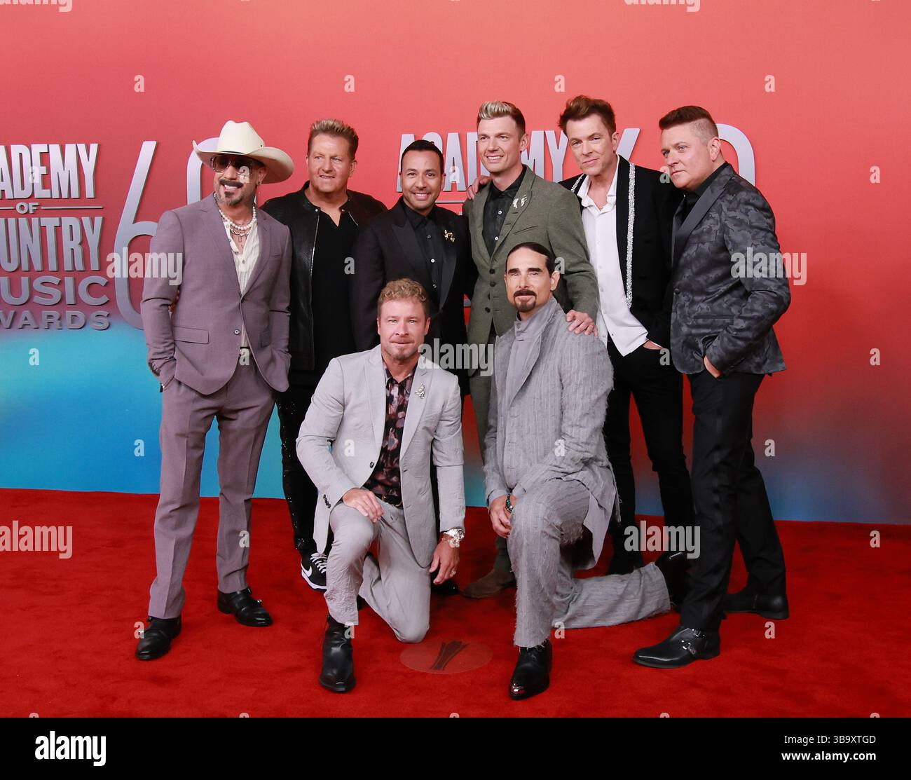 (Back, L-R) Gary LeVox of Rascal Flatts, AJ McLean, Howie Dorough and ...