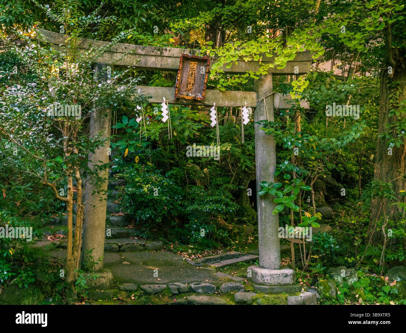 The Torii gate at the entrance of the "Saigyo Inari" Shrine ...