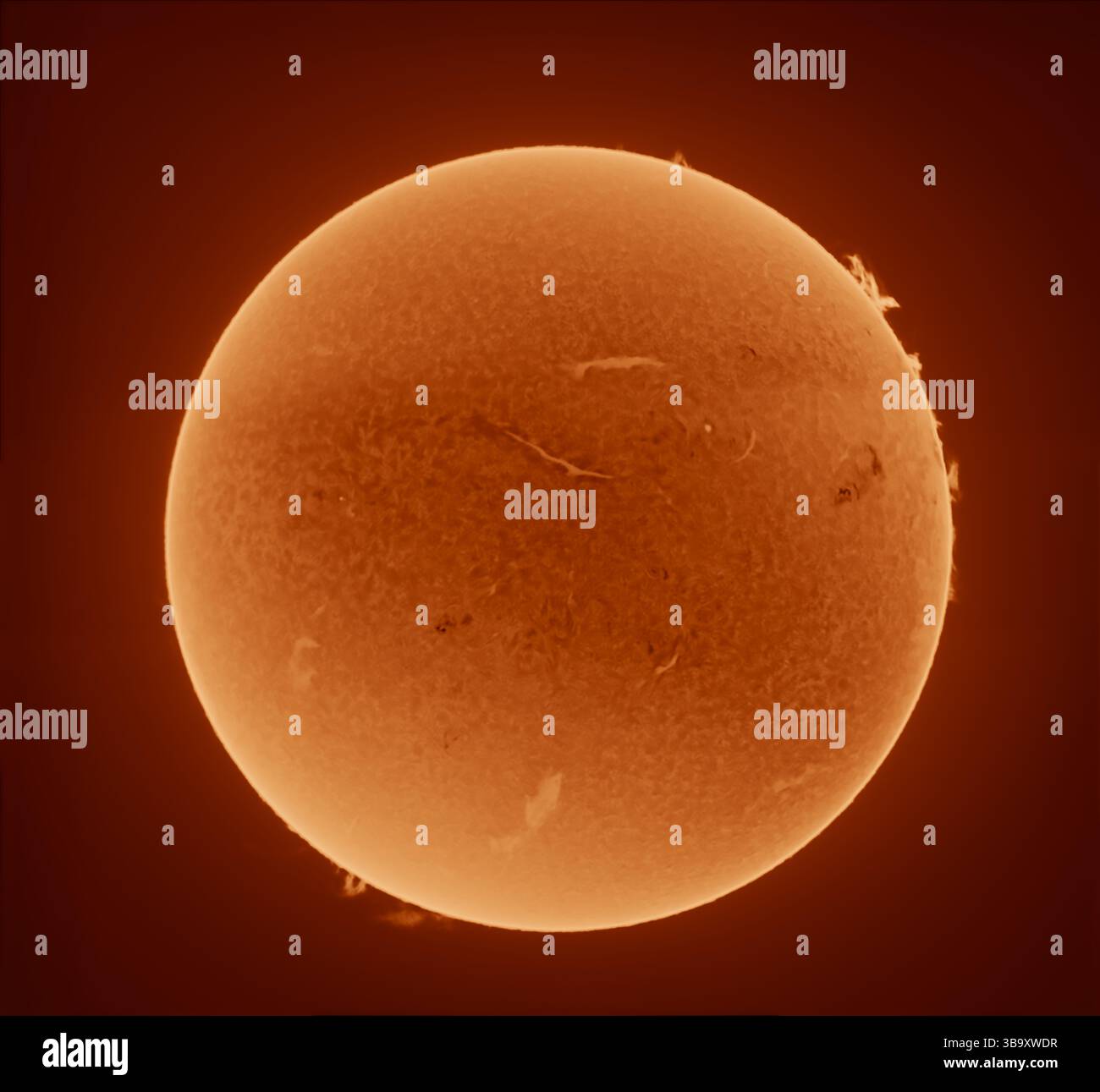 London, UK. 11th May, 2025. Full disk of the active sun showing the ...