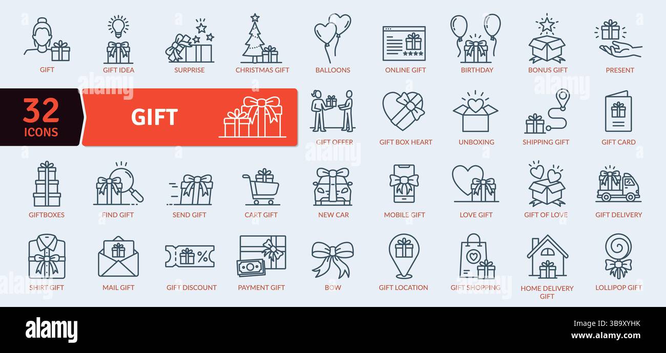 Gift icons collection. Presents and Celebrations Stock Vector Image ...