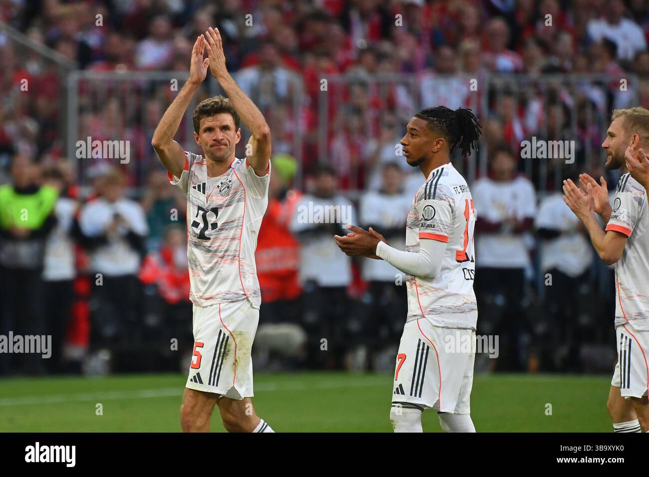 Munich, Deutschland. 10th May, 2025. Thomas MUELLER (M?LLER, FC Bayern Munich) after ...