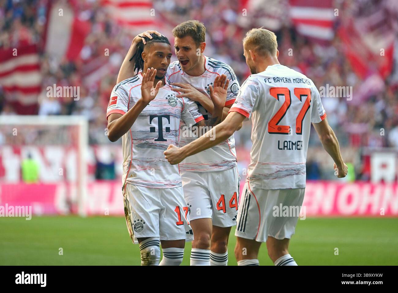 Munich, Deutschland. 10th May, 2025. From left: Michael OLISE (FC ...
