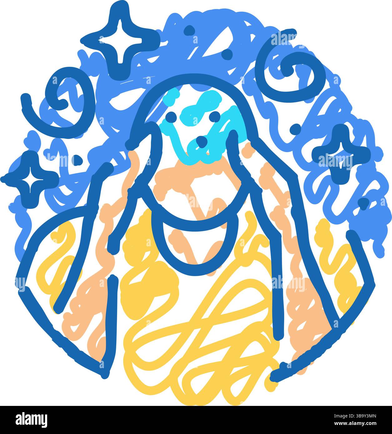 persistent hiccups disease symptom icon doodle illustration Stock ...