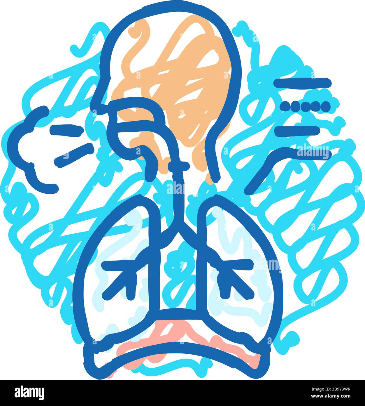 chronic cough disease symptom icon doodle illustration Stock Vector ...