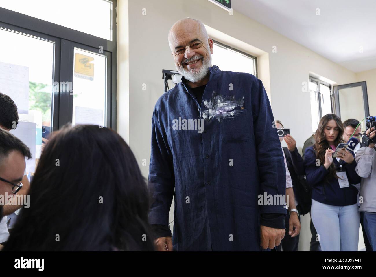 Albania's ruling Socialist party leader Edi Rama arrives to vote during ...