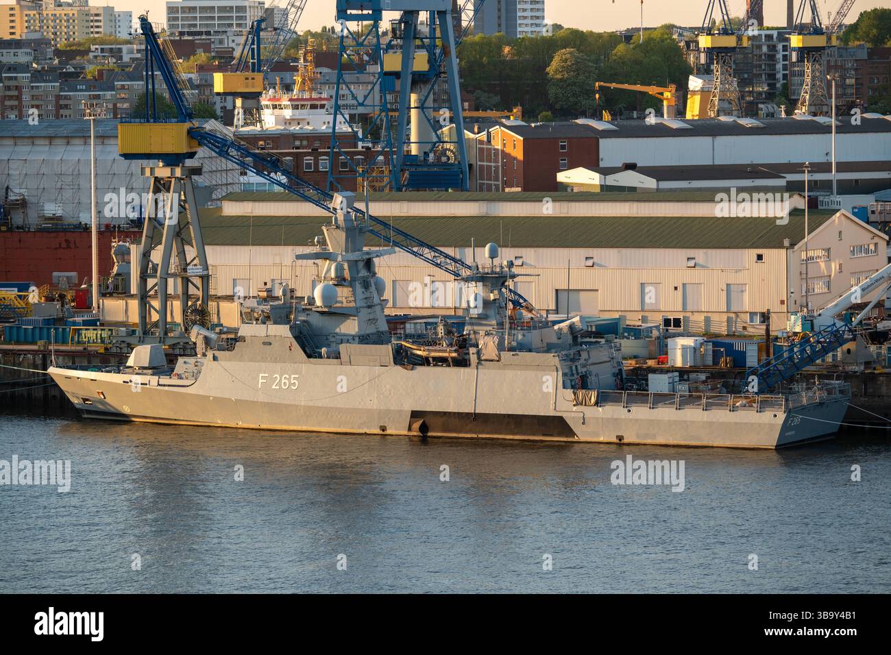 Hamburg, Germany - April 27, 2025: The German frigate F265 Köln is ...