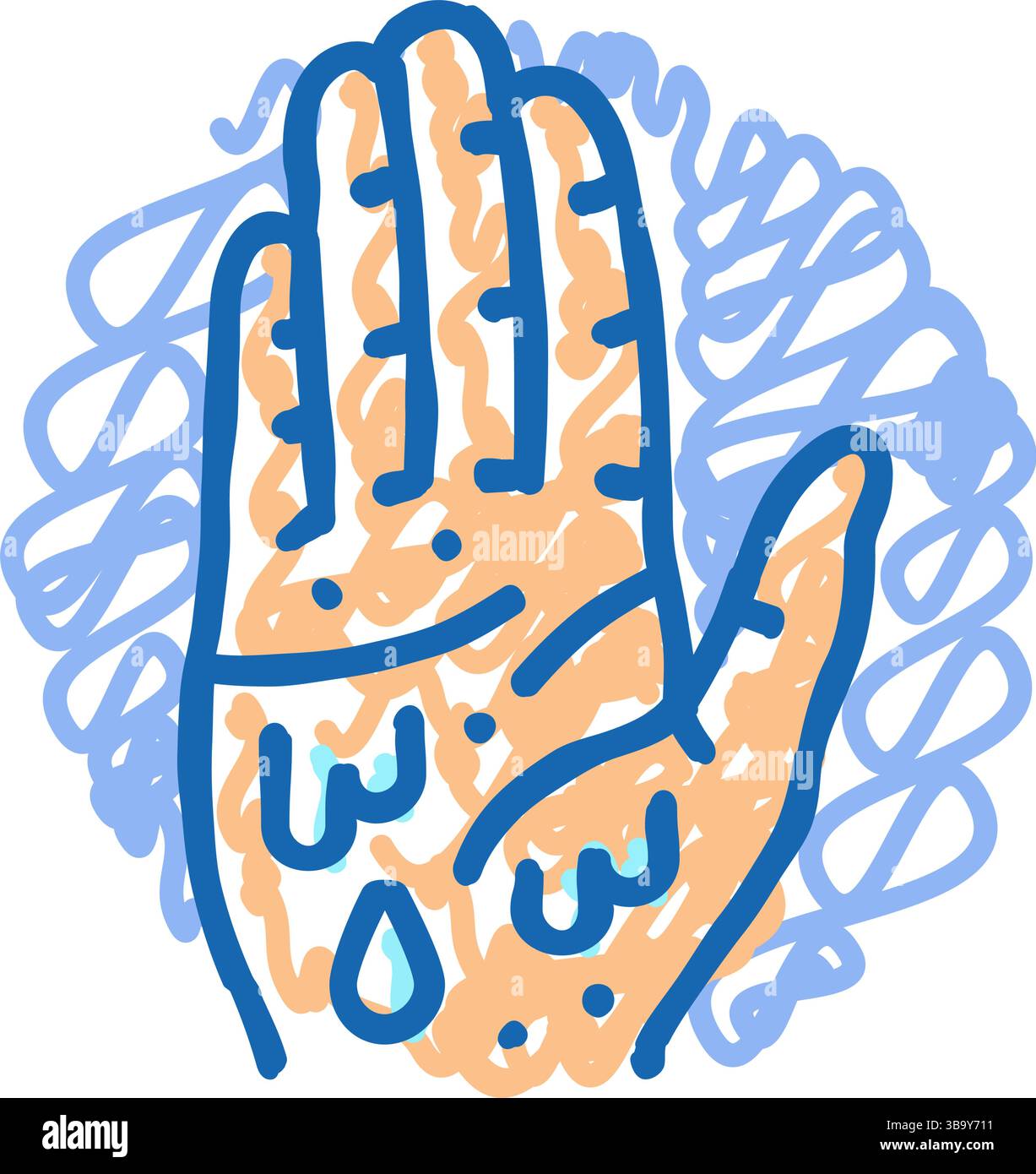 cold clammy skin disease symptom icon doodle illustration Stock Vector ...