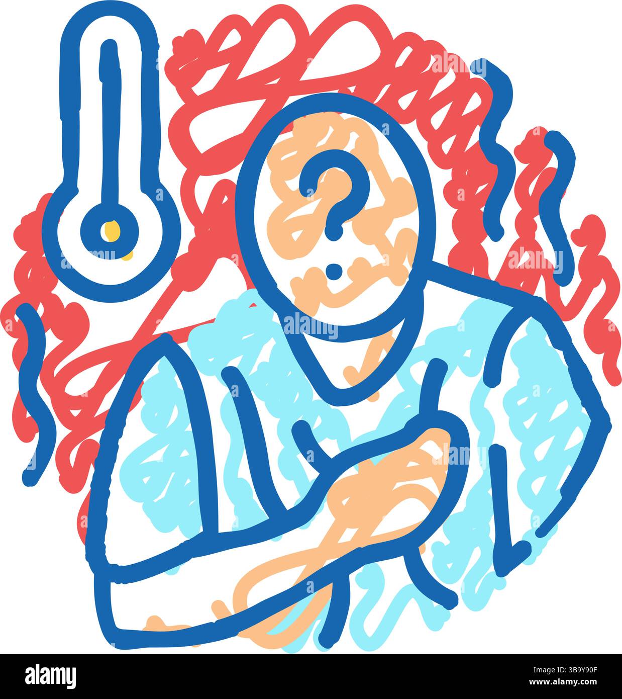 chronic fever no known cause disease symptom icon doodle illustration ...