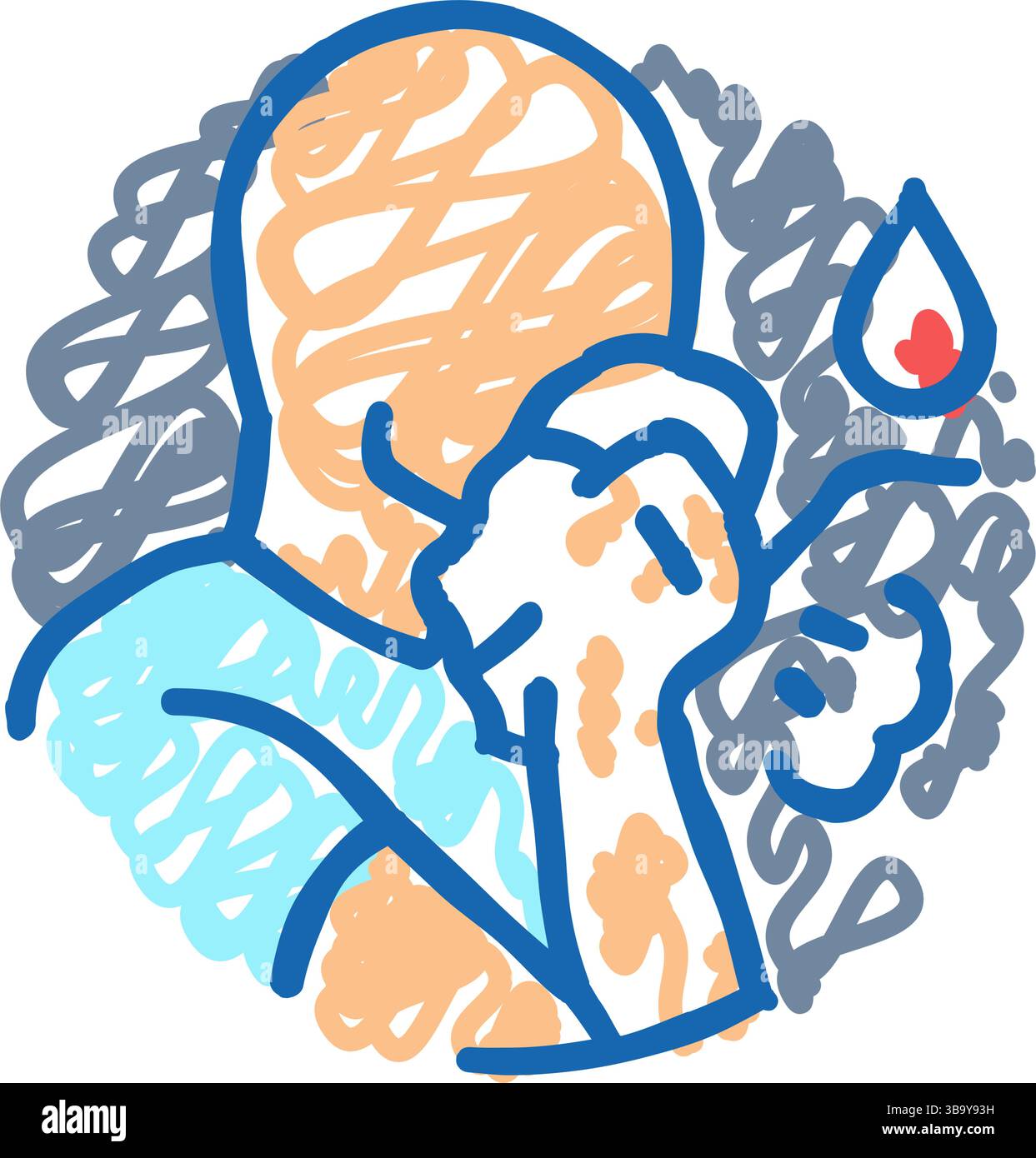 persistent cough blood disease symptom icon doodle illustration Stock ...