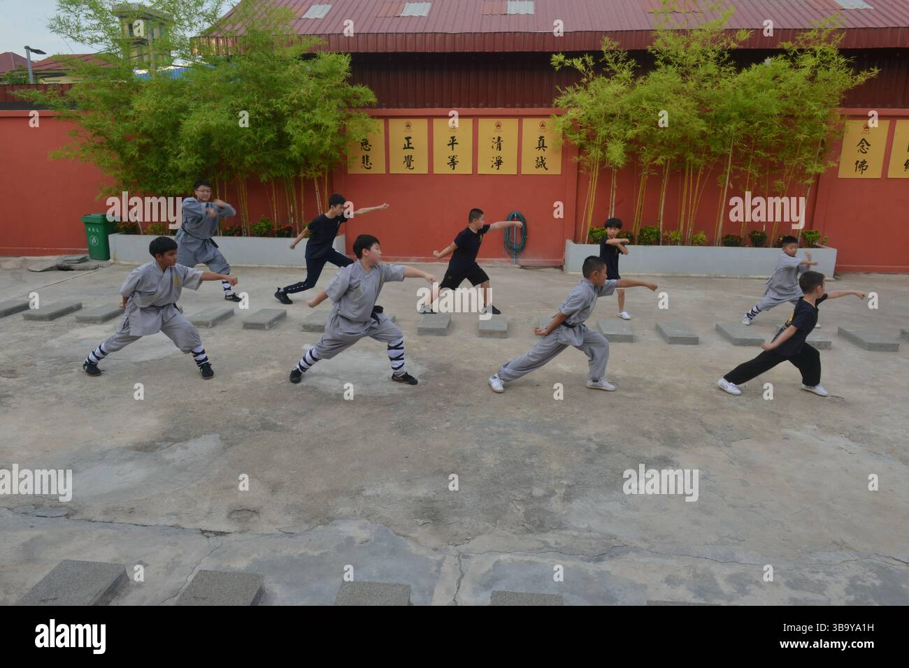 Phnom Penh, Cambodia. 10th May, 2025. Students practice Shaolin Kung Fu ...