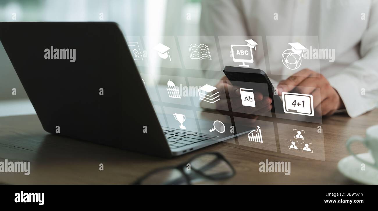 E-learning, online learning, digital education, mobile device, virtual ...