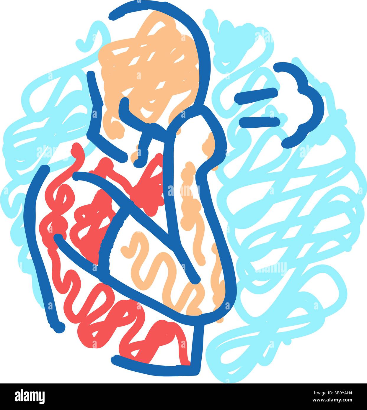 difficulty breathing disease symptom icon doodle illustration Stock ...