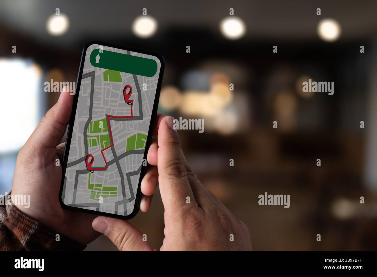 GPS Map to Route Destination network connection Location Street Map with GPS Icons Navigation ...
