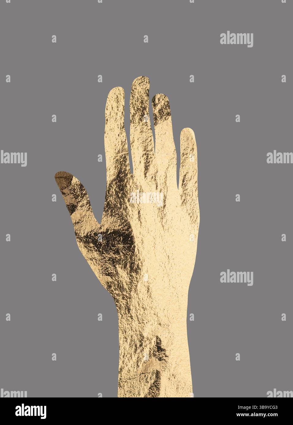 Open hand with golden metallic palm, symbolizing acceptance, support ...