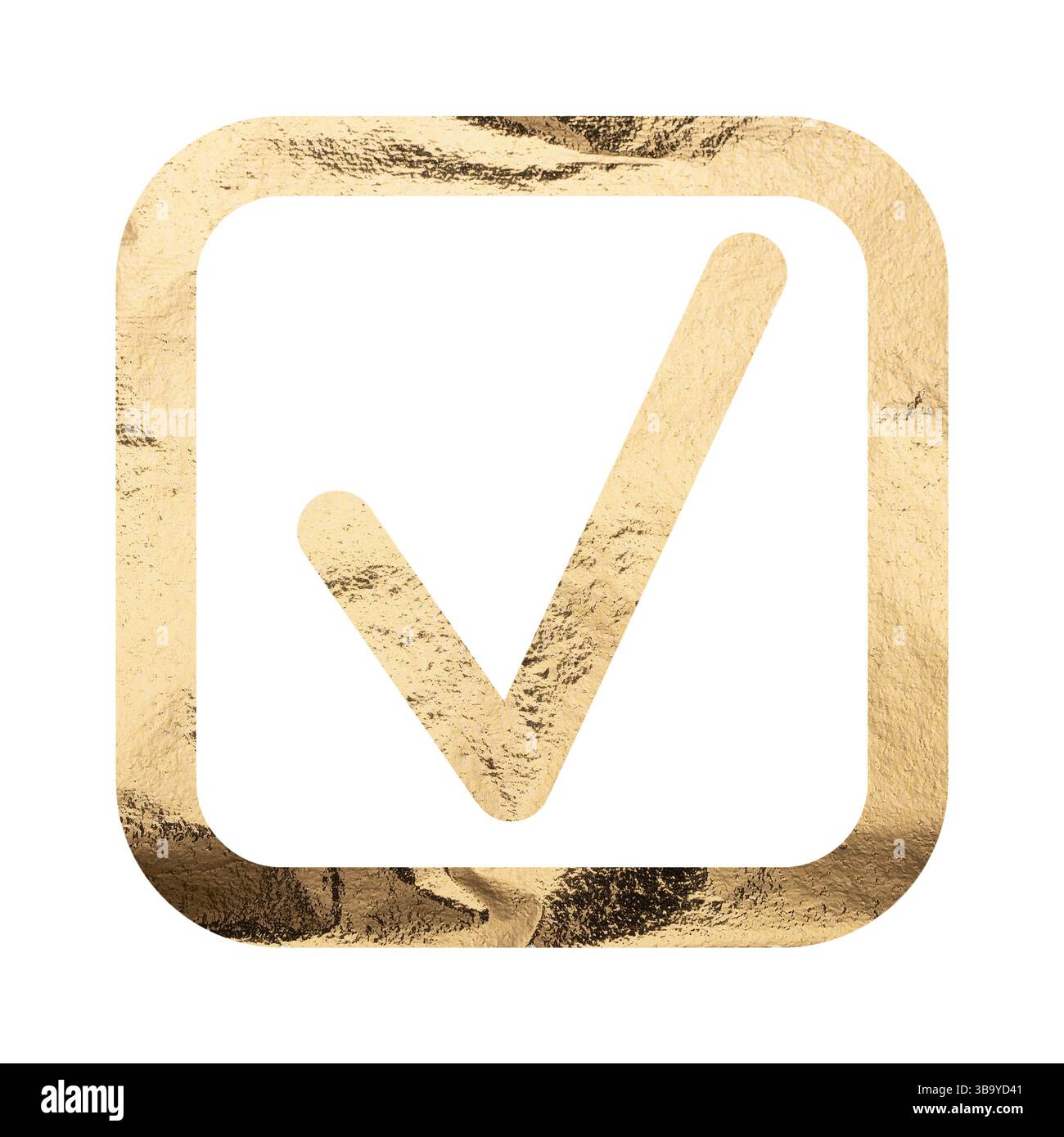 Gold checkmark in box, symbolizing success and confirmation. Completed ...