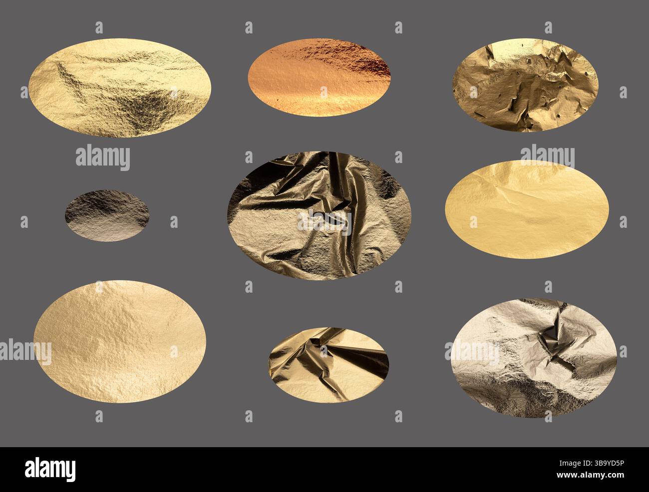 Geometric gold shapes including ellipse and oval with rich bronze ...