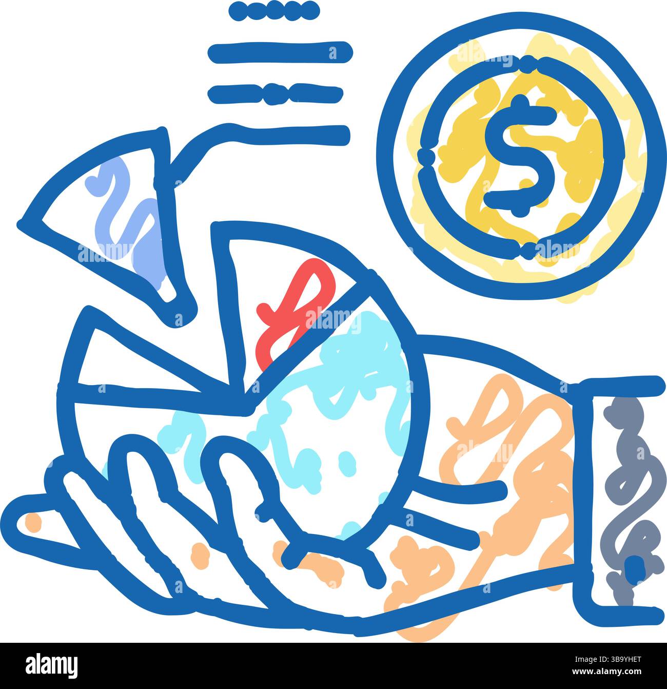 investment portfolio financial advisor icon doodle illustration Stock ...