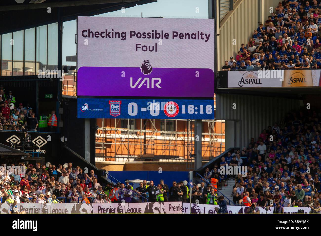 Portman Road, Ipswich on Saturday 10th May 2025.VAR checking a possible ...