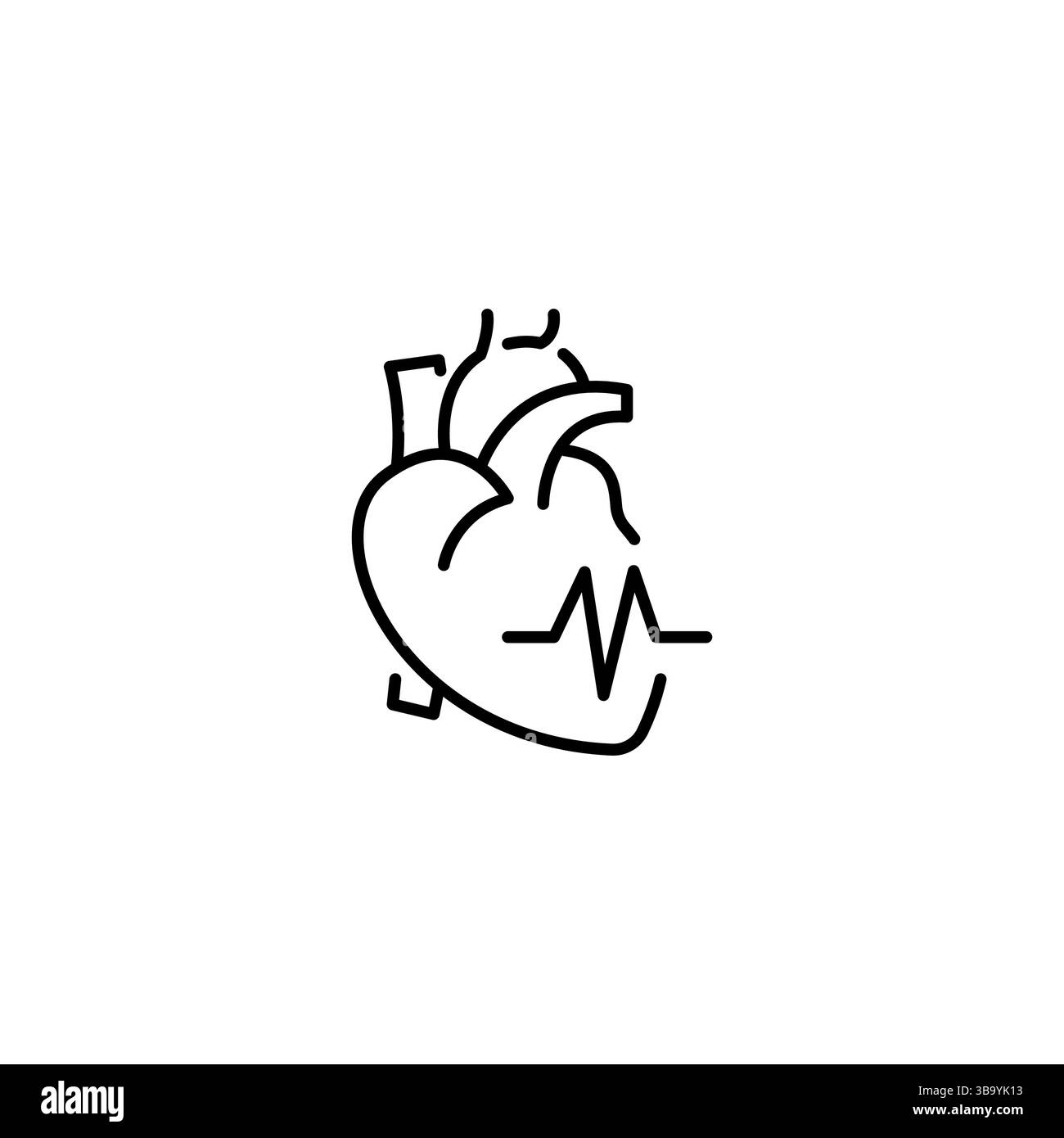 Heart Icon. Anatomical Organ with Heartbeat Line Stock Vector Image ...