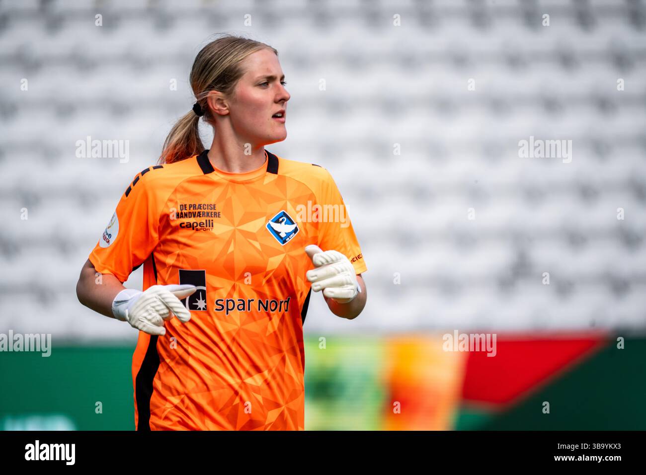 Odense, Denmark. 10th May, 2025. Goalkeeper Alberte Vingum (1) of HB ...
