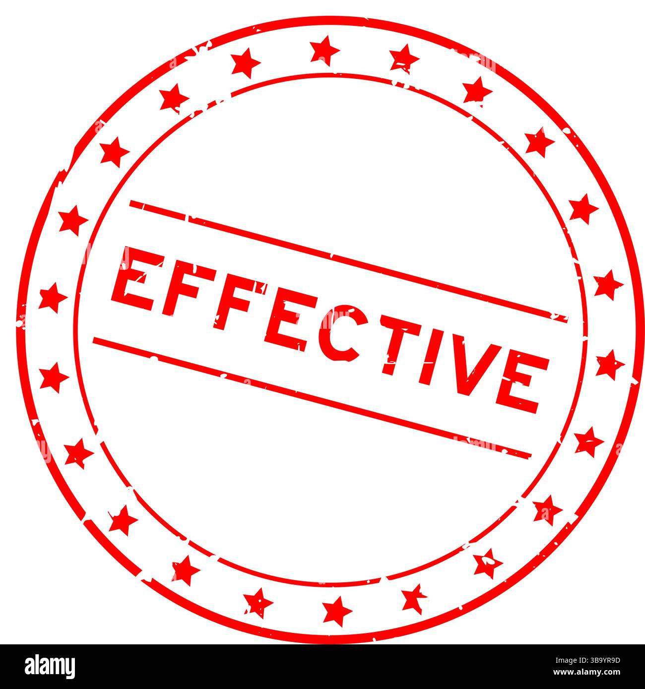 Grunge red effective word round seal stamp on white background Stock ...