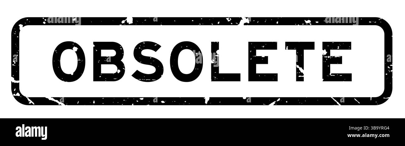 Grunge black obsolete word square rubber seal stamp on white background ...