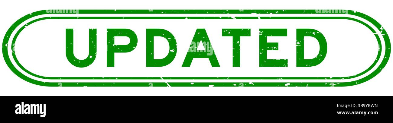 Grunge green updated word rubber seal stamp on white background Stock ...