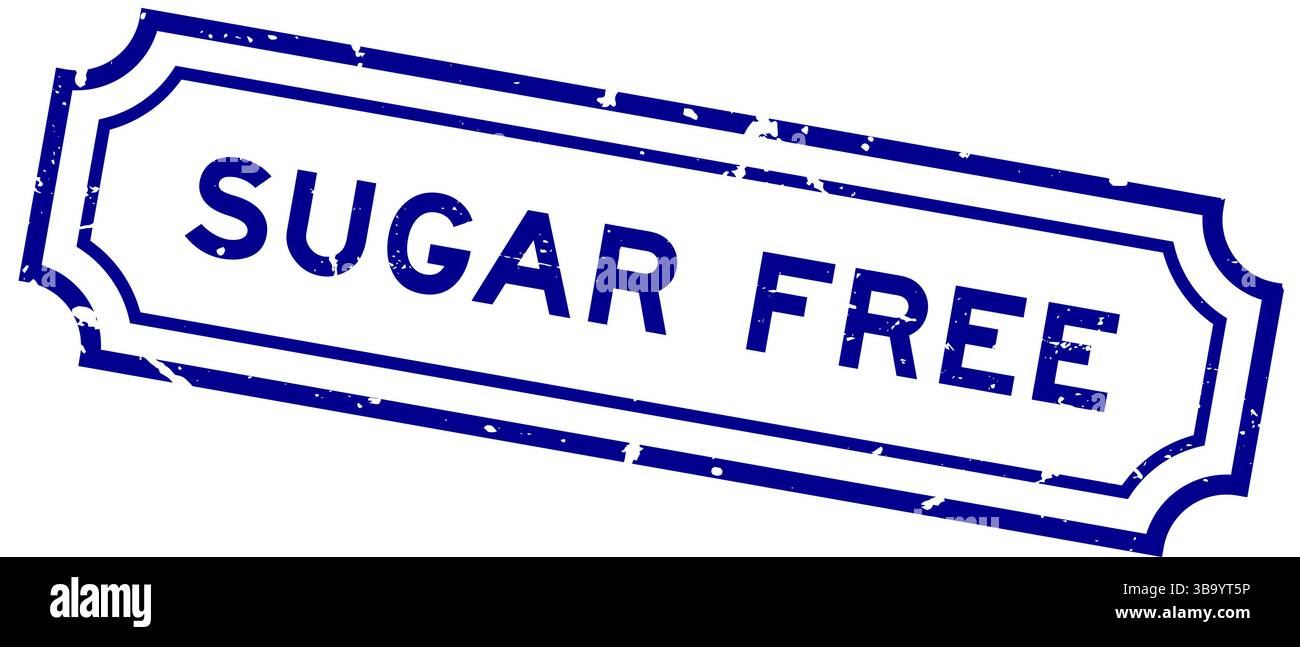 Grunge blue sugar free word rubber seal stamp on white background Stock ...